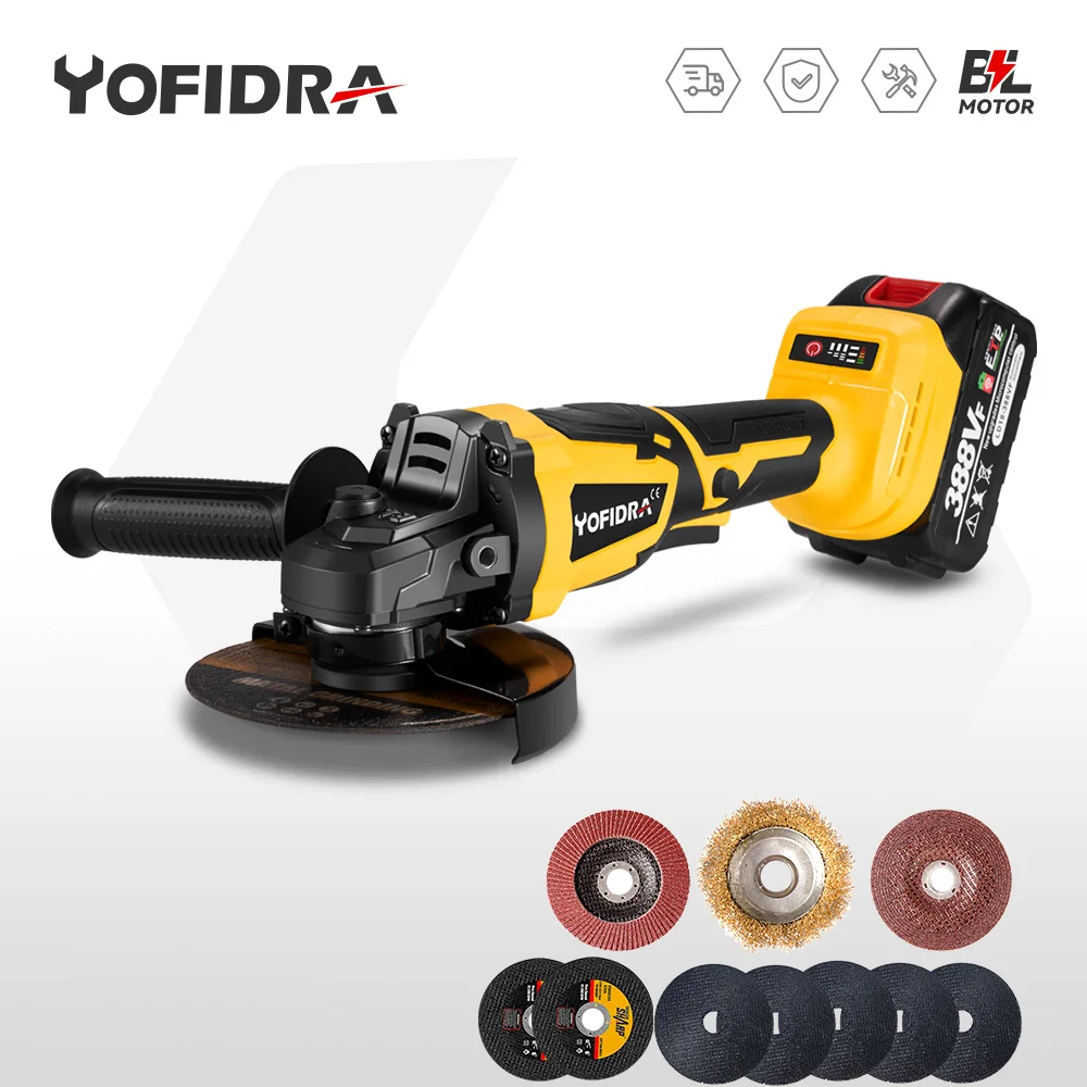 Yofidra-125MM-Brushless-Angle-Grinder-12000Rpm-3-Gears-Cordless ...