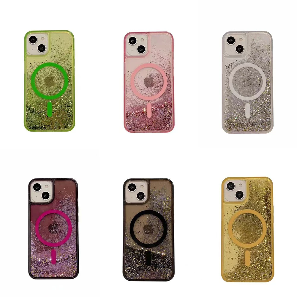 Fashion-Glitter-Liquid-Quicksand-Mag-Safe-Magnetic-Wireless-Charging ...