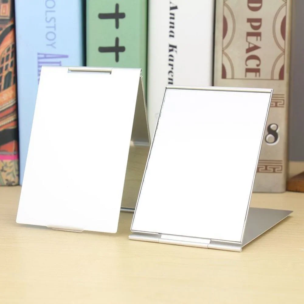 New Aluminum Folding Mirror Mini Portable Makeup Mirror Standing Small ...