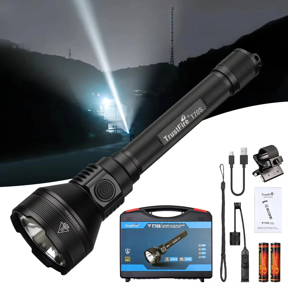 Trustfire t70s 2350lm ultra poderosa caça lanterna led 1050m feixe led ...