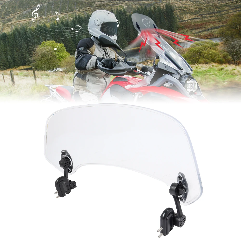 Motorcycle-Universal-Windshield-Extension-Adjustable-Spoiler-Clamp-On ...