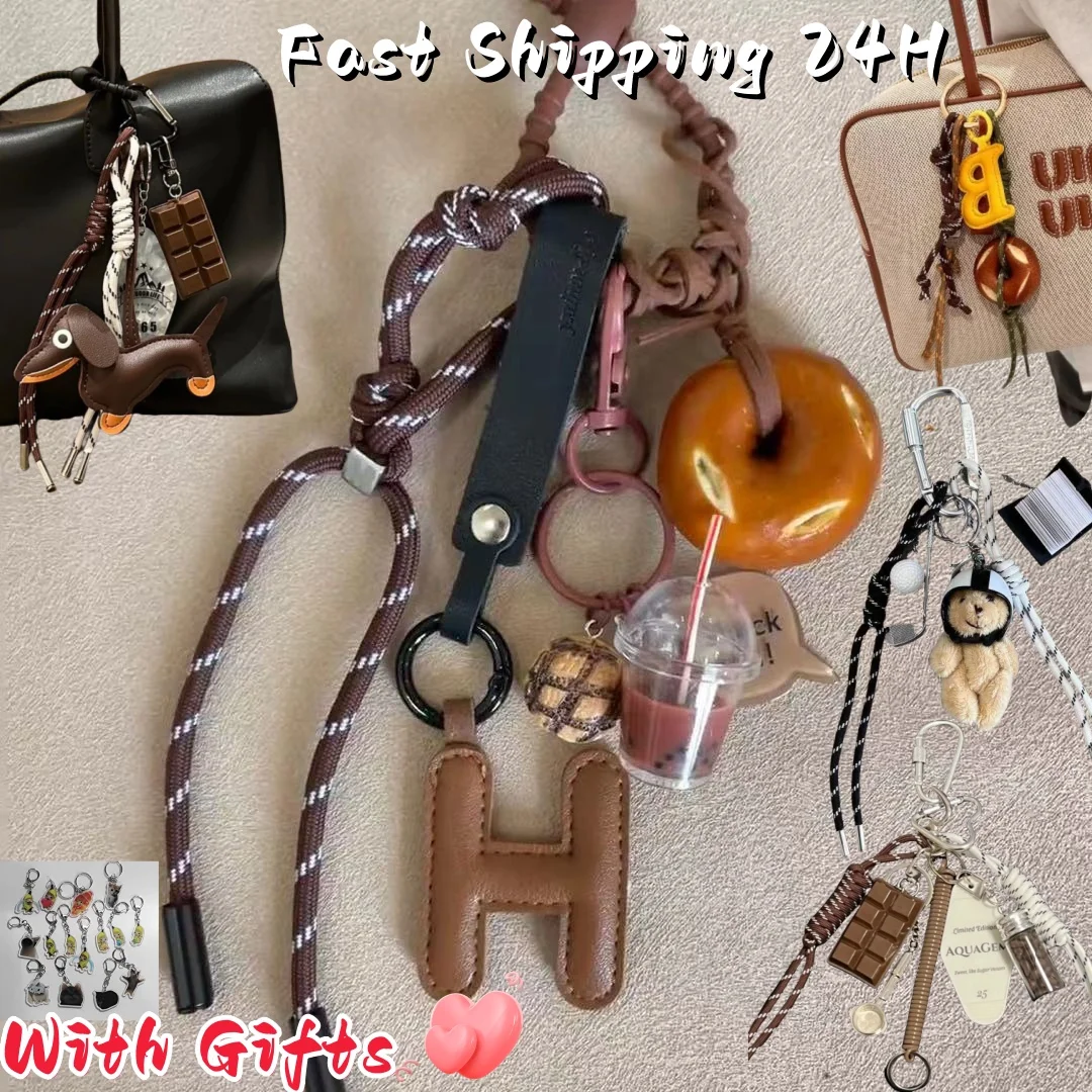 2024-Handmade-Bread-Letter-Milk-Tea-Keychain-Woven-Rope-Sausage-Dog-Bag ...