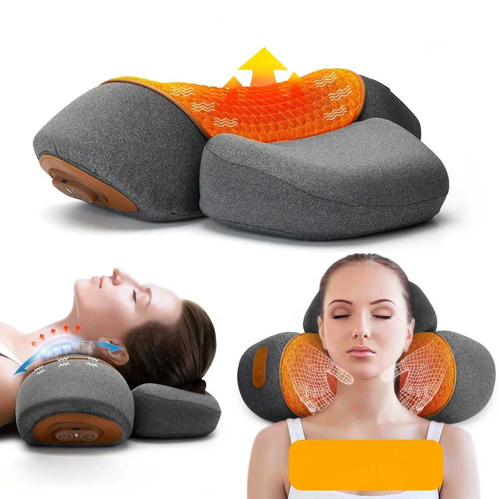 Electric Massager Cervical Pillow Hot Compress Vibration Massage Neck ...