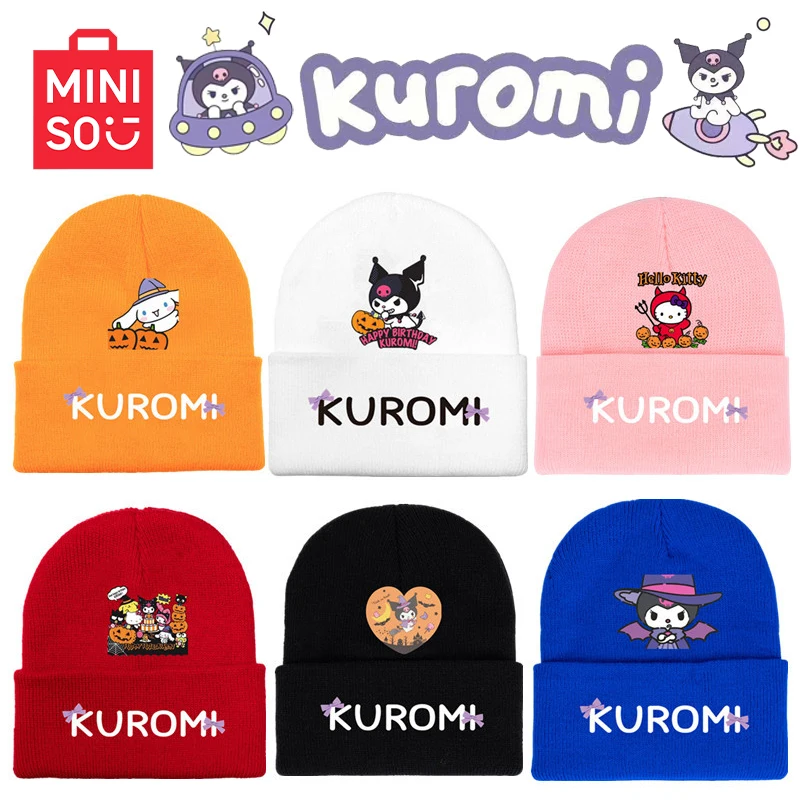 MINISO-Halloween-New-Kulomi-Kuromi-Knit-Hat-Anime-Winter-Line-Velvet ...