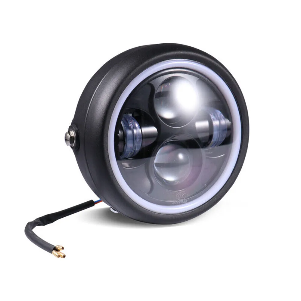 Universal 6 Inch LED Motorcycle Headlight Projector Halo Ring High Low ...