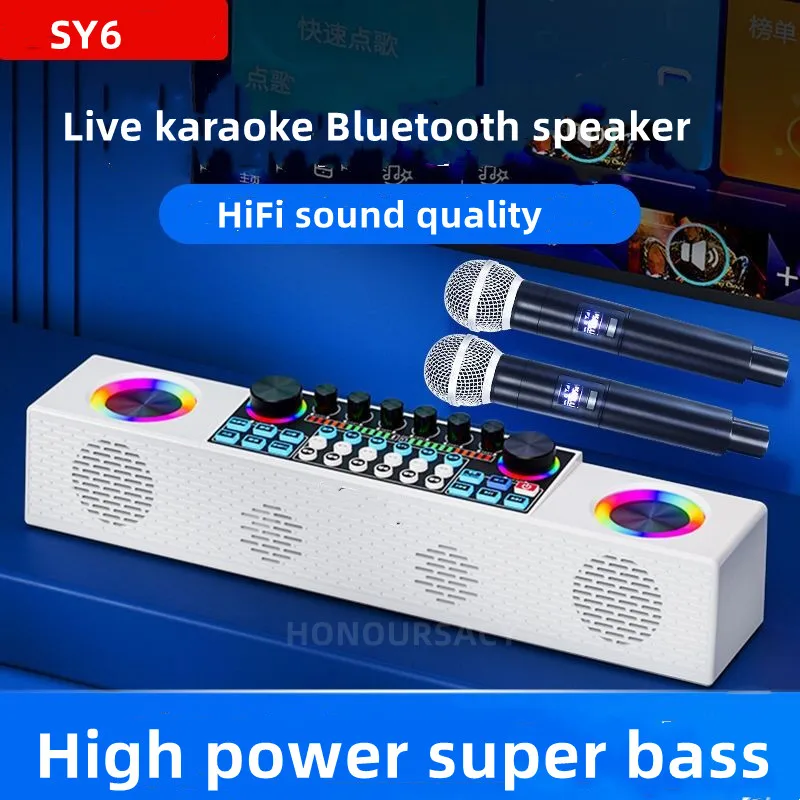 SY6 Wireless Karaoke Portable Bluetooth Speaker Live Singing Sound Card ...