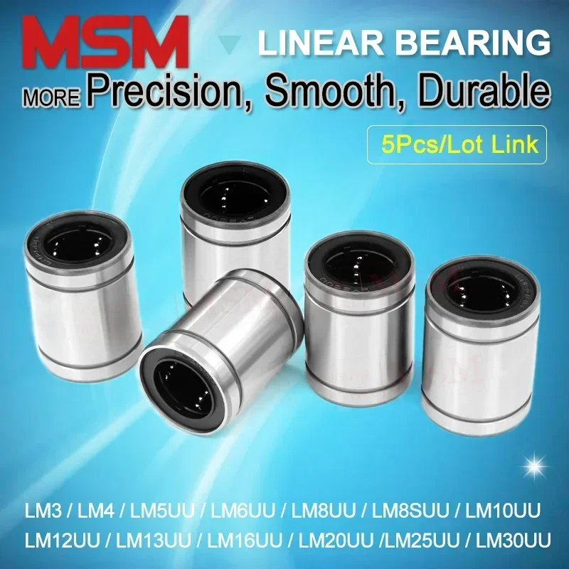 5pcs-MSM-Linear-Ball-Bearings-LM6UU-LM8UU-LM10UU-LM12UU-LM16UU-LM20UU ...