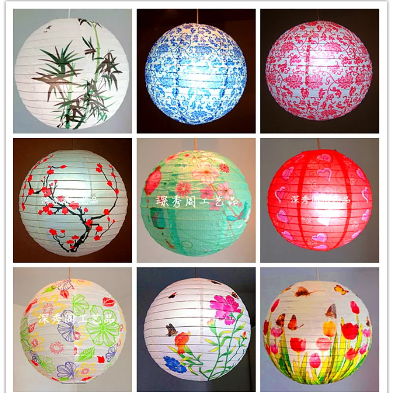30cm-Traditional-Festival-New-Year-Printed-Paper-Lantern-Chandelier ...