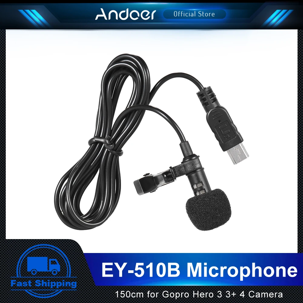 Andoer micrófono profesional para Gopro Hero 3 + 4, Mini USB, estéreo ...