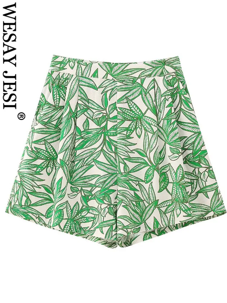 WESAY-JESI-TRAF-Summer-Women-Fashion-New-Vintage-Print-Shorts-High ...