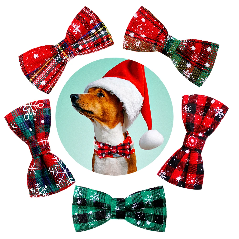 2022 Christmas Bows Movable Pet Dog Collar Charms Decorate Accessories 2022-christmas-bows-movable-pet-dog-collar-charms-decorate-accessories