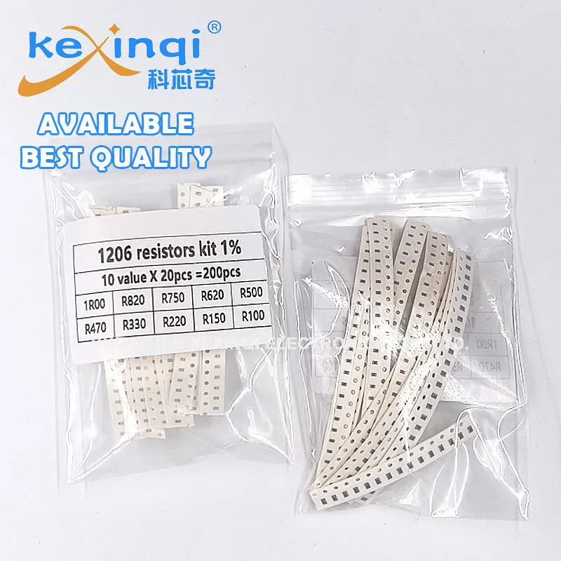 200Pcs Set of Resistors 1% 1206 SMD Resistors Assorted Kit 10 Value X ...