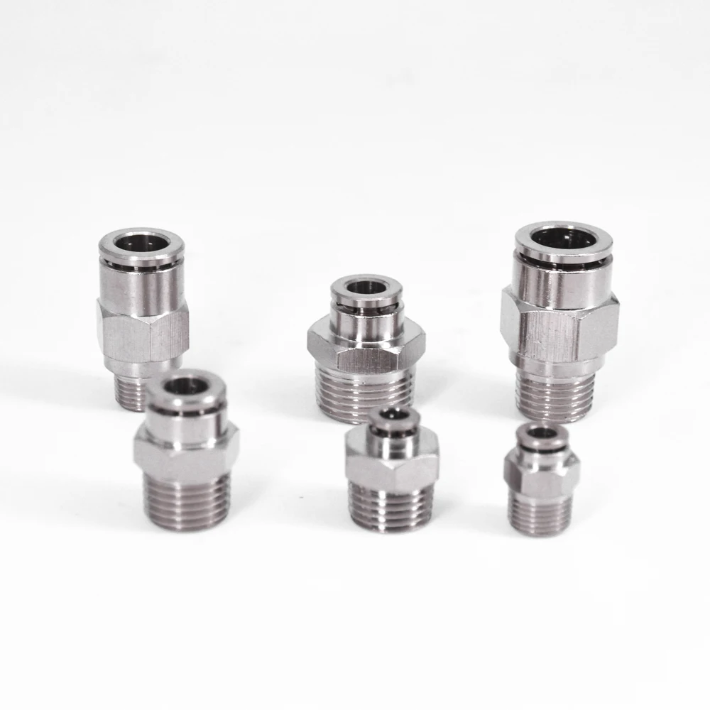 M5 1/8" 1/4" 3/8" 1/2" BSPT Male Pneumatic Nickel Plated Brass Push In ...