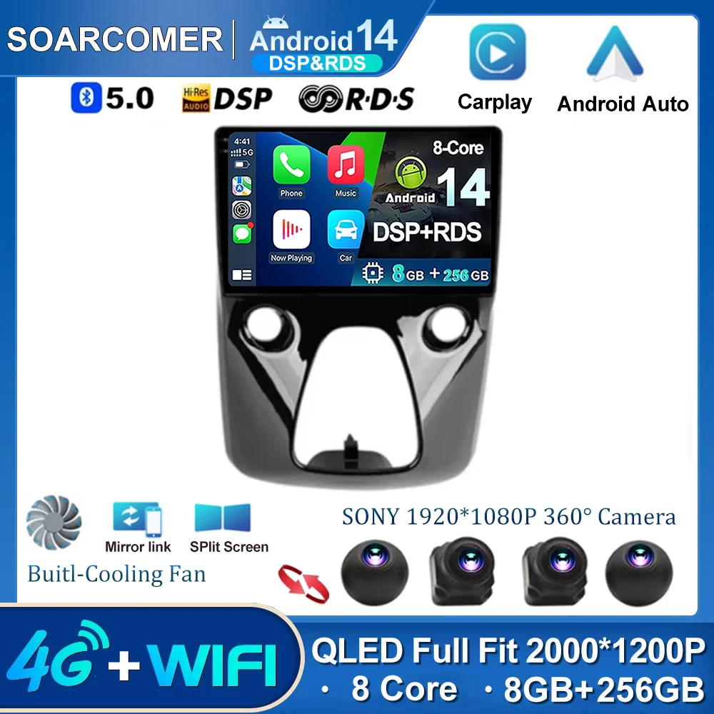 Android-14-Car-Radio-For-Peugeot-108-For-Toyota-Aygo-B40-2014-2021 ...