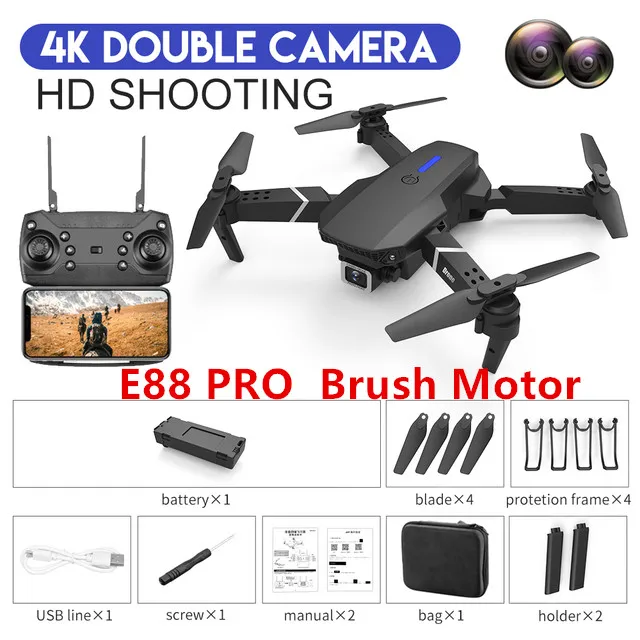 Dron profesional E88 EVO E88 PRO con Motor sin escobillas, cuadricóptero con cámara Dual 8K ...