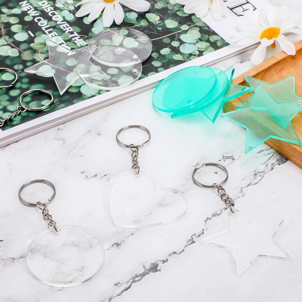72 Pcs Key Ring Acrylic Keychain Keychains Blanks Bead Personalized ...