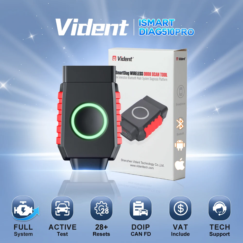 VIDENT iSmartDiag510Pro Wireless BT OBD2 Scanner All System Diagnostic ...