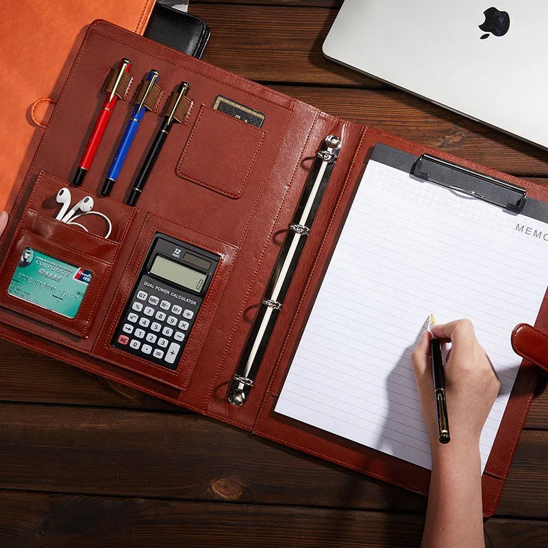 leather-folder-Padfolio-multifunction-organizer-planner-notebook-ring ...