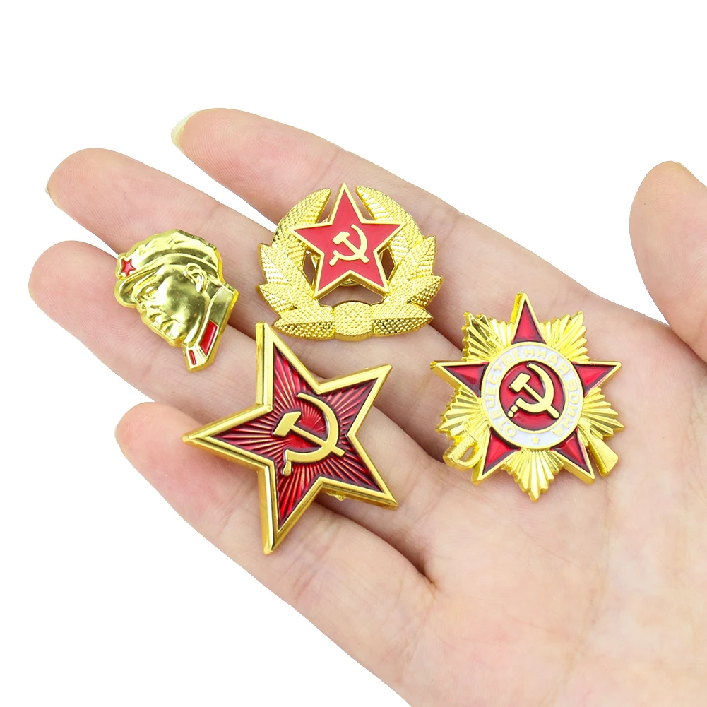 National-Communist-Party-Badge-Russia-Brooch-Pentagram-Pin-Red-Wheat ...