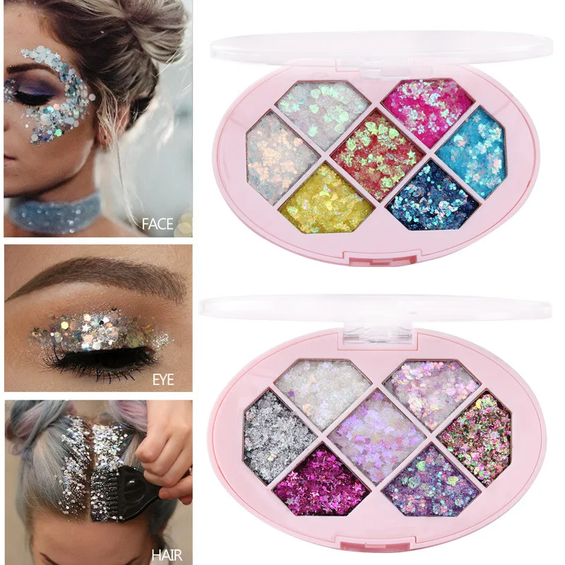 7COLOR-Eyeshadow-Diamond-Sequins-body-face-Glitter-Palette-Waterproof ...
