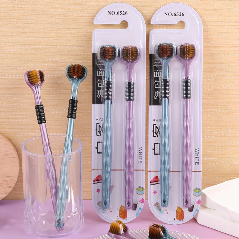 2PCS Triple Sided Toothbrush with Soft Bristles for Adults Men and ...