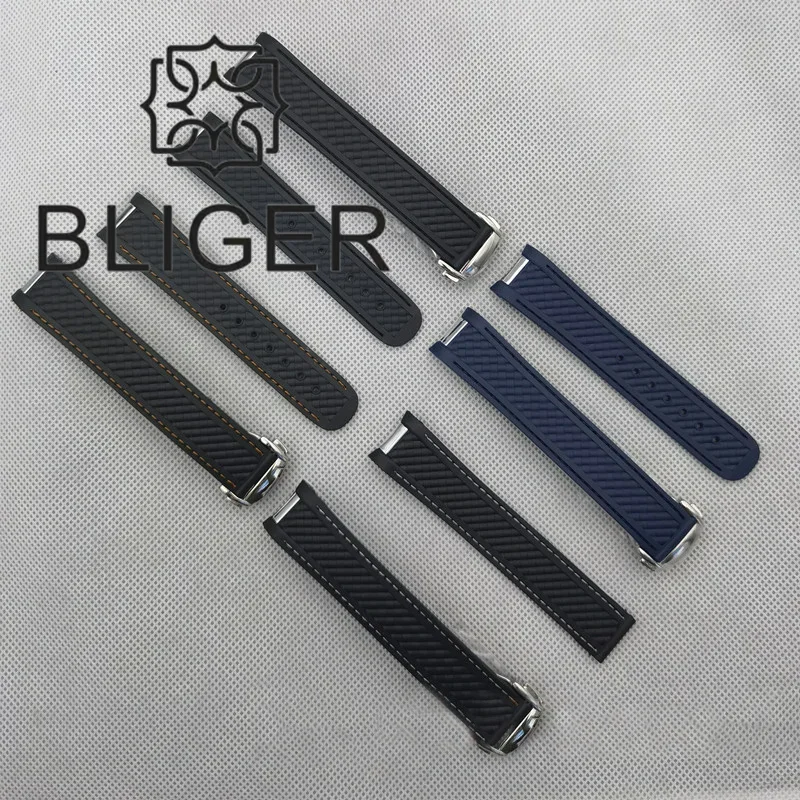 BLIGER 20MM Watch Bands Silicone Rubber Strap With Folding Buckle for ...