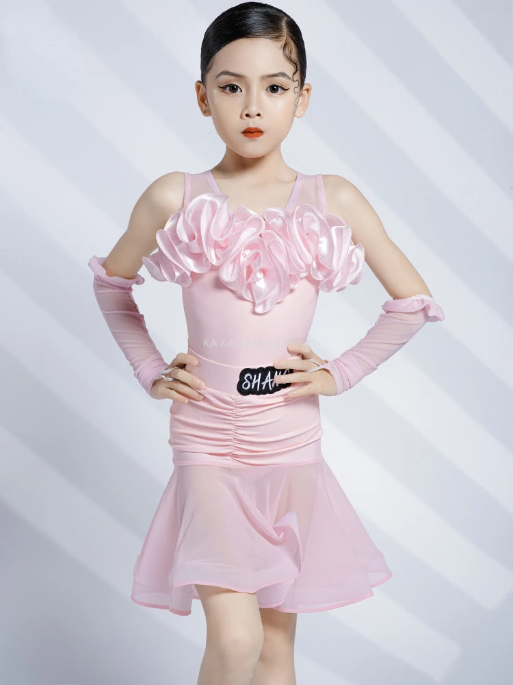 Pink-Rumba-Salsa-Tango-Latin-Dance-Dress-Girls-Samba-Dance-Clothes ...