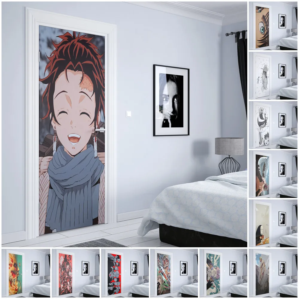 Japan Anime Figure Beautiful Door Stickers Demon Slayer Jujutsu Kaisen ...