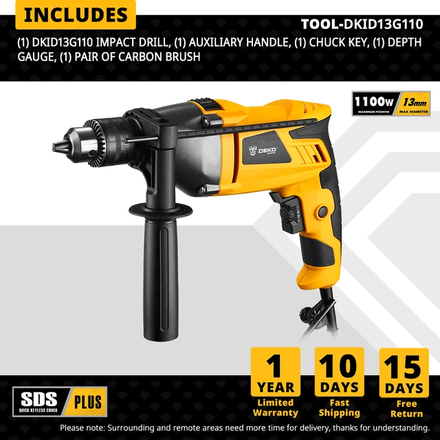 DEKO 220V 1100W/1200W professional grade impact drilll, 2 Functions ...