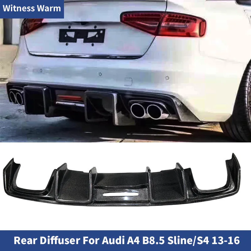Carbon-Fiber-Rear-Bumper-Diffuser-Lip-Spoiler-with-Led-Lights-for-Audi ...
