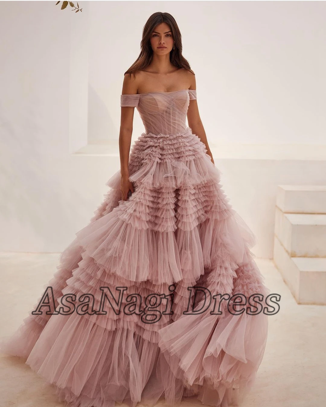 AsaNagi-Blush-rosa-vestido-de-baile-feminino-com-renda-no-ombro-vestido ...