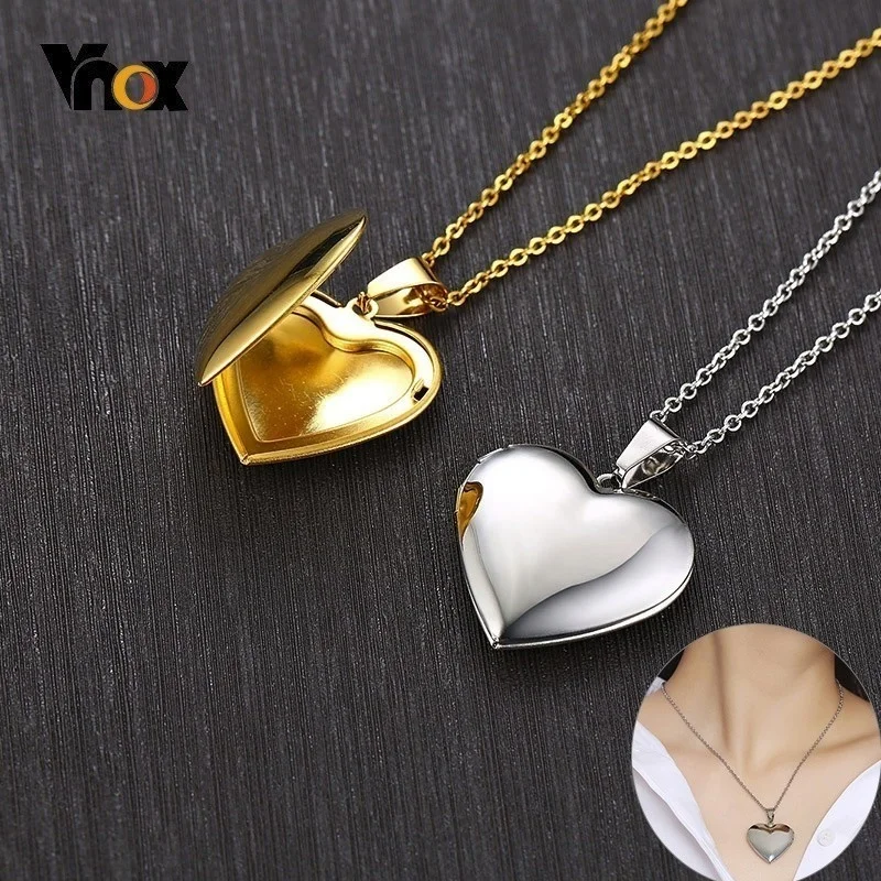 Vnox – médaillon en forme de cœur clair, pendentifs pour femmes et ...