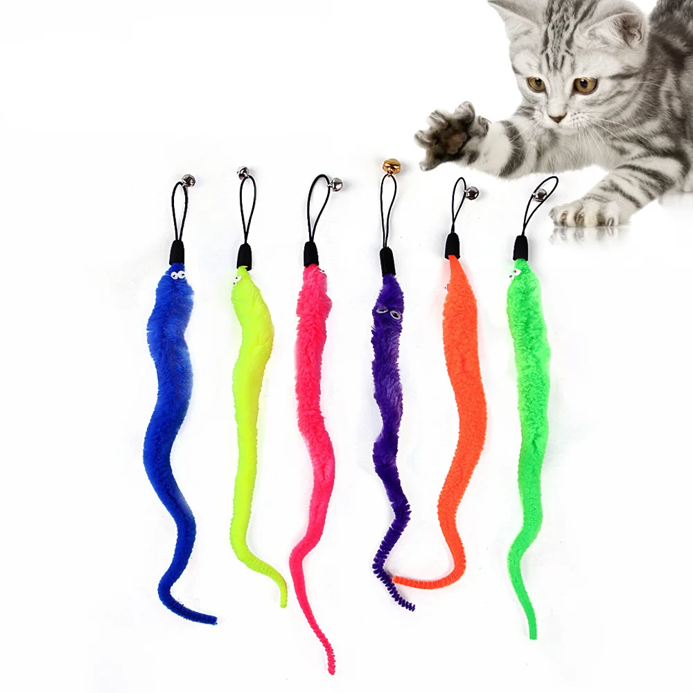 Funny Cat Stick Toy Furry Feather with Bell Cat Stick Toy Kitten ...