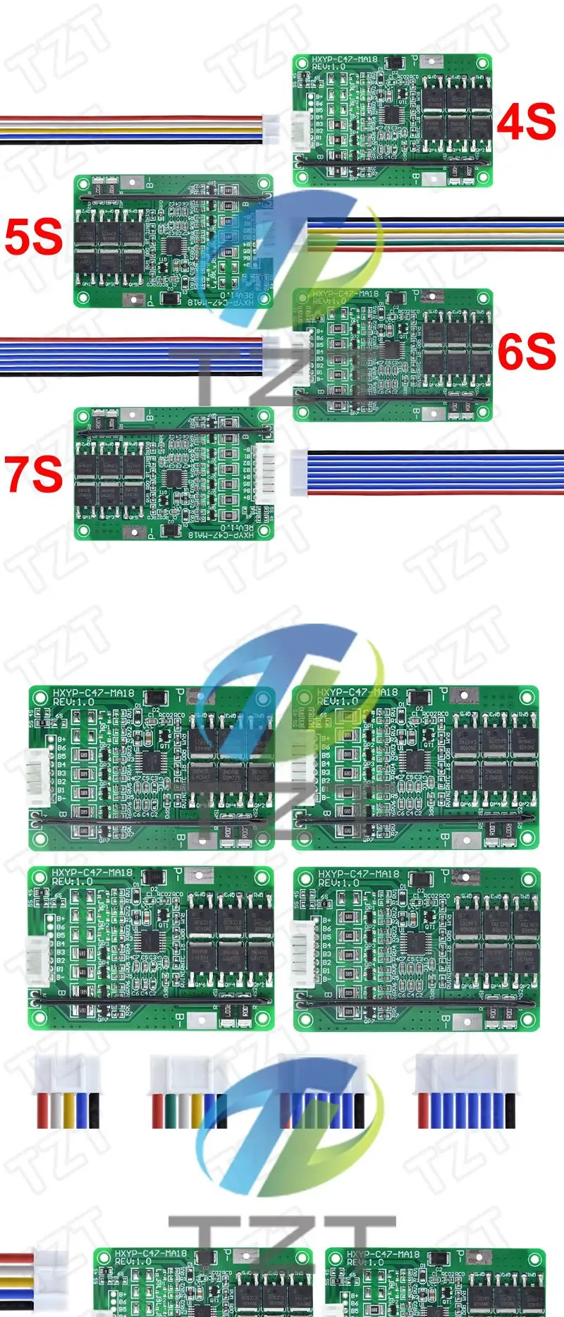 4S/5S/6S/7S BMS 16.8V 21V 20A 18650 Li-ion