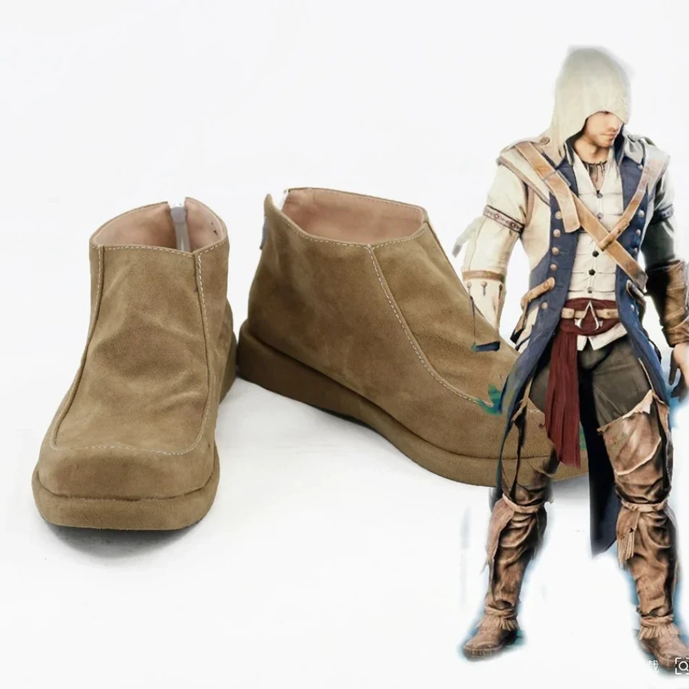 AC3 Connor Kenway Cosplay Boots Leather Shoes Custom Made - AliExpress ...
