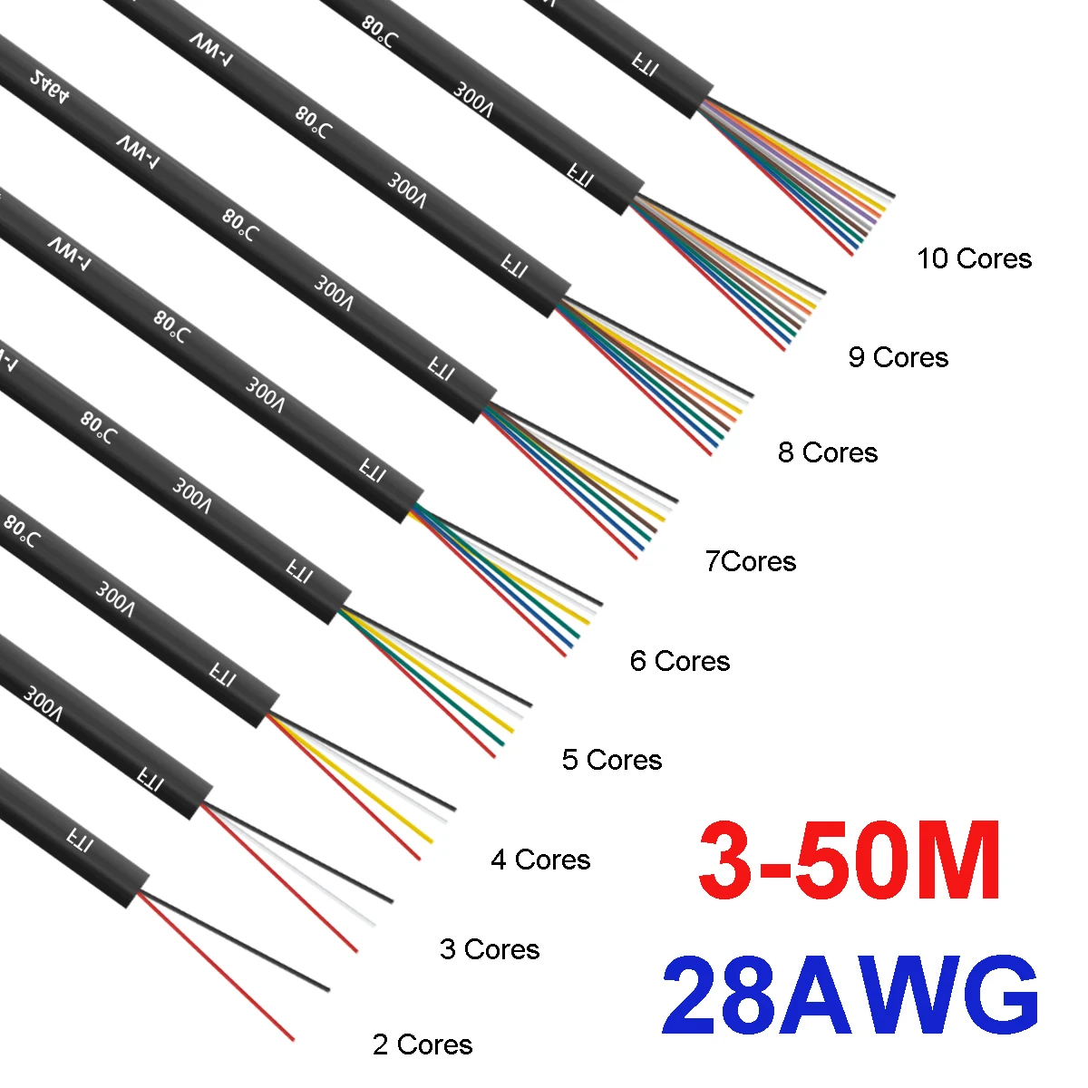 3-50M 28AWG Mouse USB Extension Cables Flexible Led Wires 2 3 4 5 6 7 8 ...
