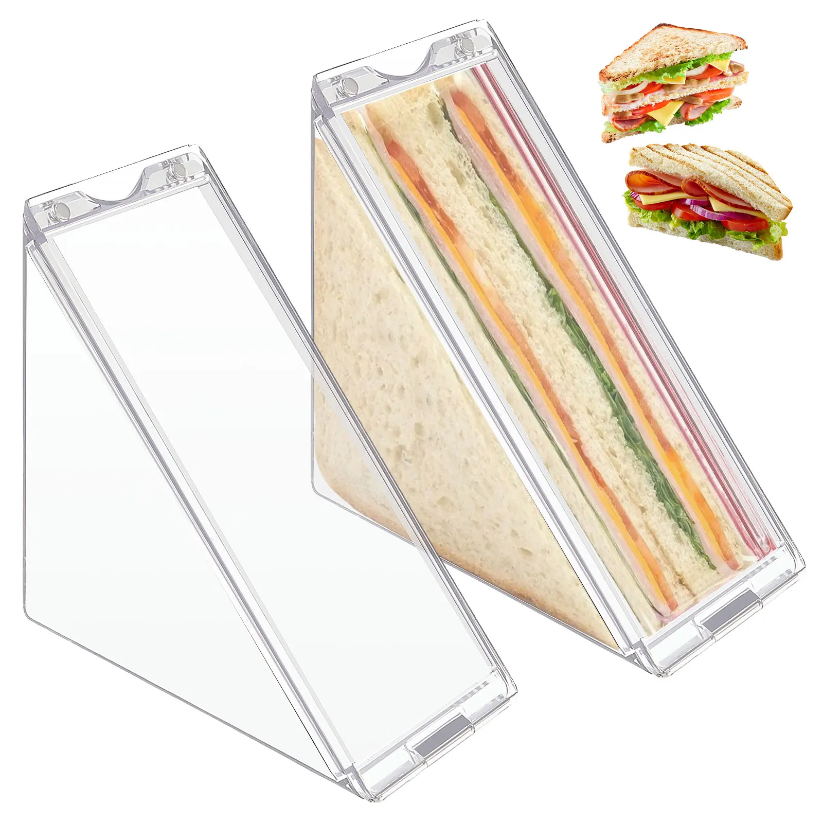 2Pcs-Triangle-Sandwich-Containers-Plastic-Sandwich-Box-Clear-Sandwich ...