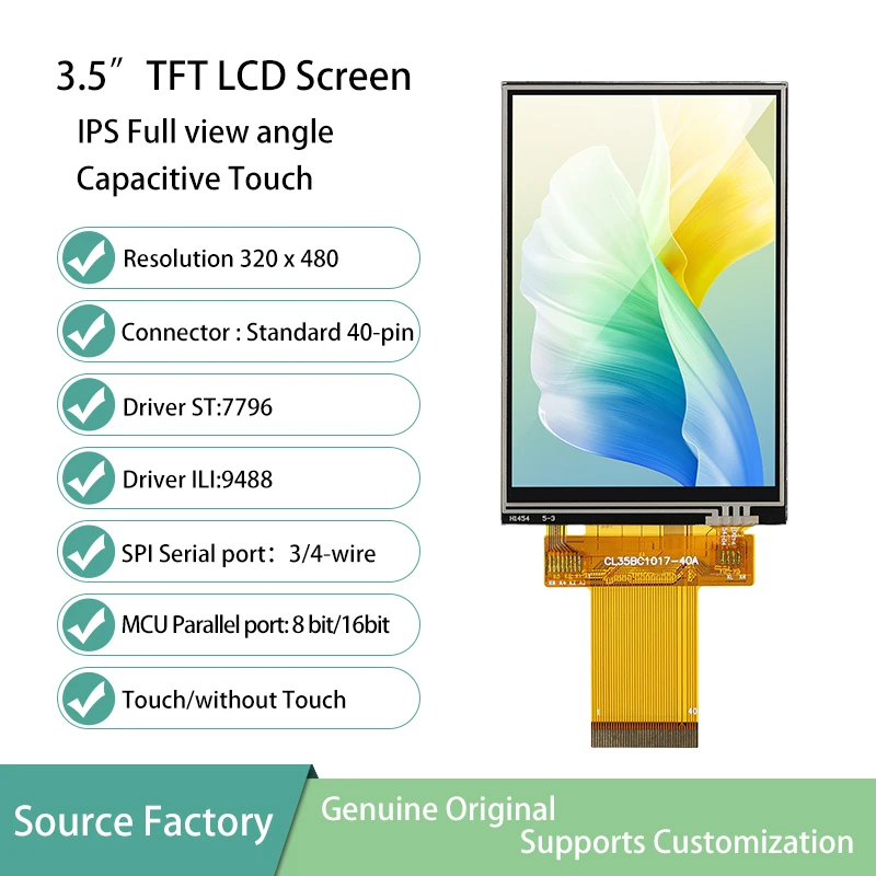 Customized 3.5 inch TFT LCD touch LCD display device ILI9488 3/4 wire ...