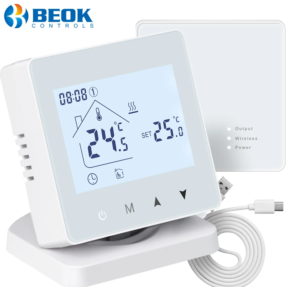 Beok RF Wireless Thermostat Gas Boiler Heating Temperature Controller ...