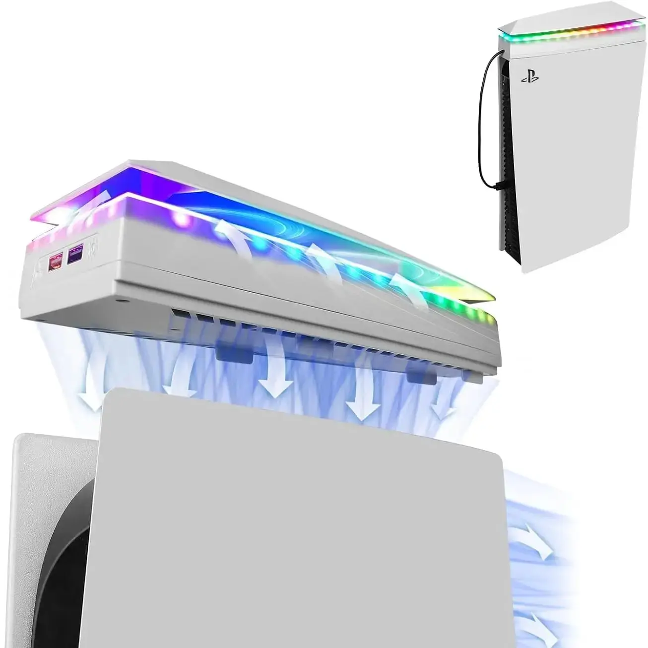 Console-Ventilador-de-Refrigera-o-com-Luz-LED-Colorida-Silent-Absorb ...