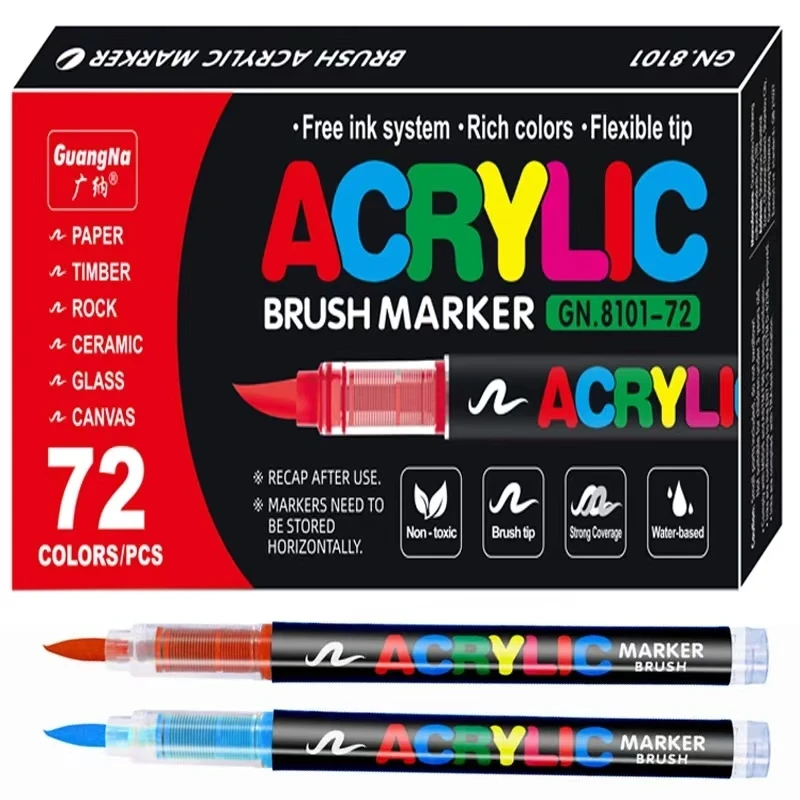 12-24-36-48-72-Pcs-GuangNa-Acrylic-Color-Soft-Head-Markers-Painted ...