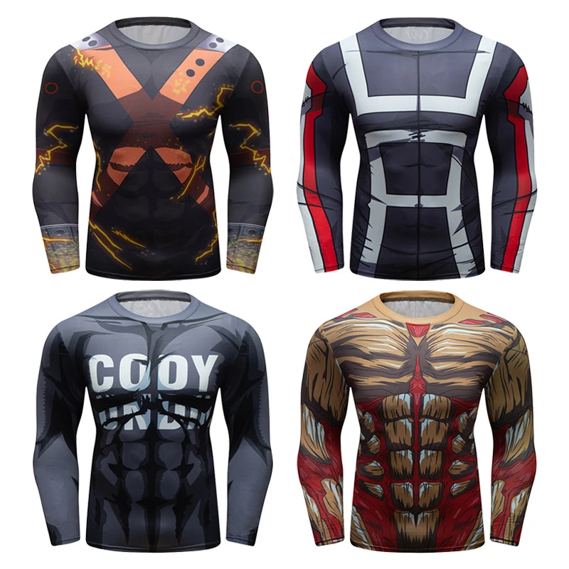 Rashguard Men MMA Boxing T-shirt Bjj Rash Guard Fightwear Sport Boxeo T ...