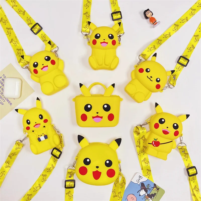 Pokemon Pikachu Bag Children Silicone Phone Pouch Shoulder Bags Satchel ...