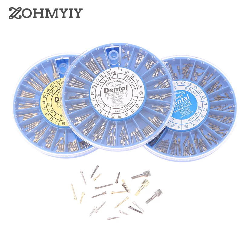 1Box-Dental-Stainless-Steel-Gold-Plated-Screw-Post-Dental-Titanium ...
