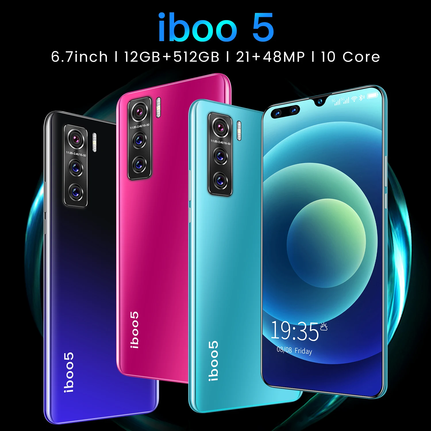 Maimeite iboo 5 SmartPhone 6,7 Zoll Android 10,0 Smartphone 12GB RAM ...