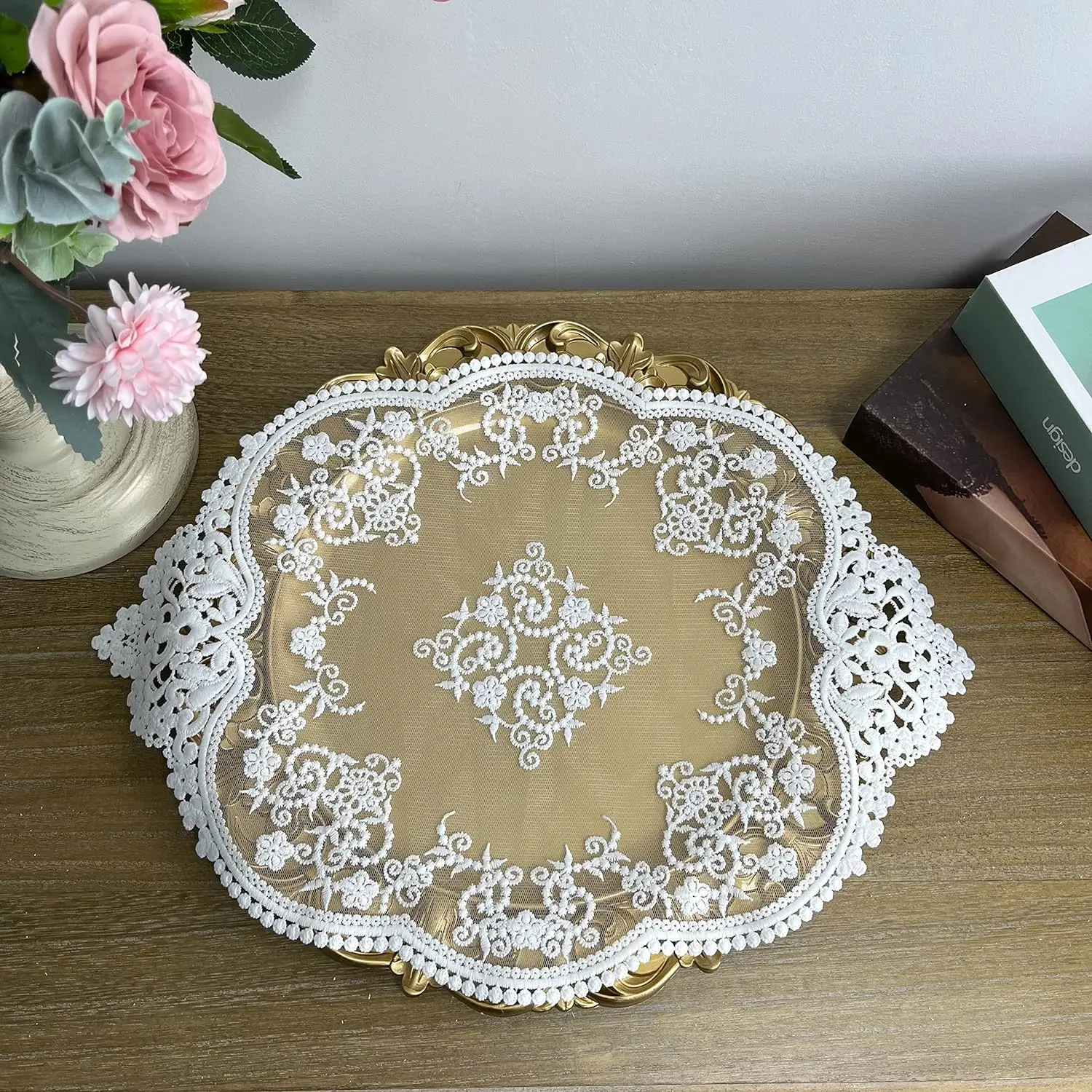 1PCS-French-Retro-Lace-Embroidery-Table-Decoration-Napkin-Mat-Vase-Mat ...