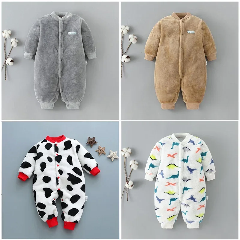 Winter-Baby-Warm-Clothes-Boy-Girl-Pure-Colour-Romper-Infant-Flannel ...