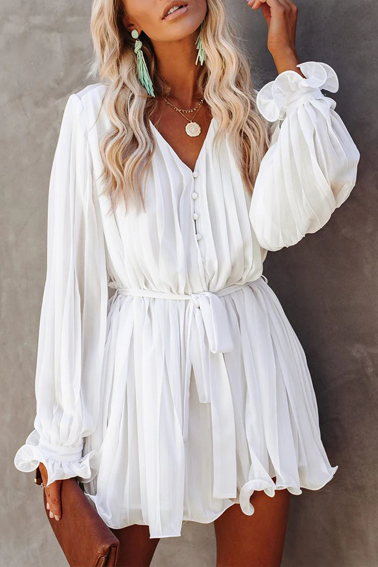 GypsyLady-Elegant-Chic-Ruffled-Rompers-Playsuits-Tie-Waist-Buttons-V ...