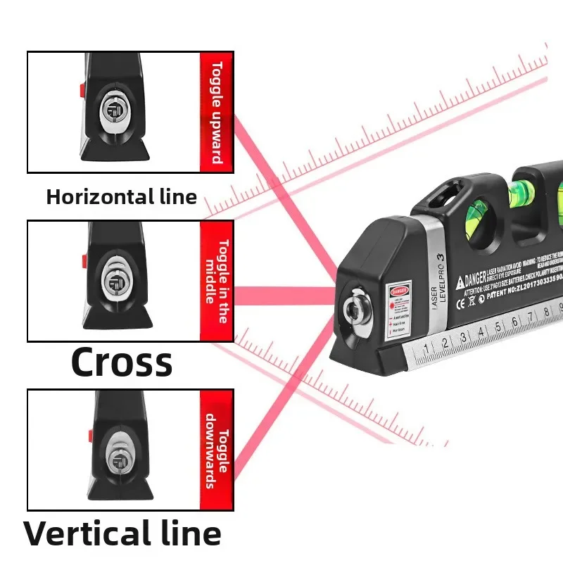 Laser level ruler, multi-functional household infrared decoration cross ...