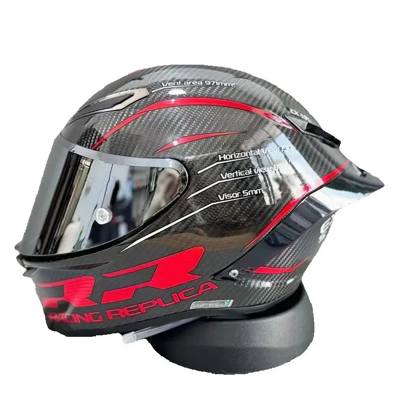 Carbon Fiber Material Double RR Helmet Motocross Big Spoiler Helmet ...